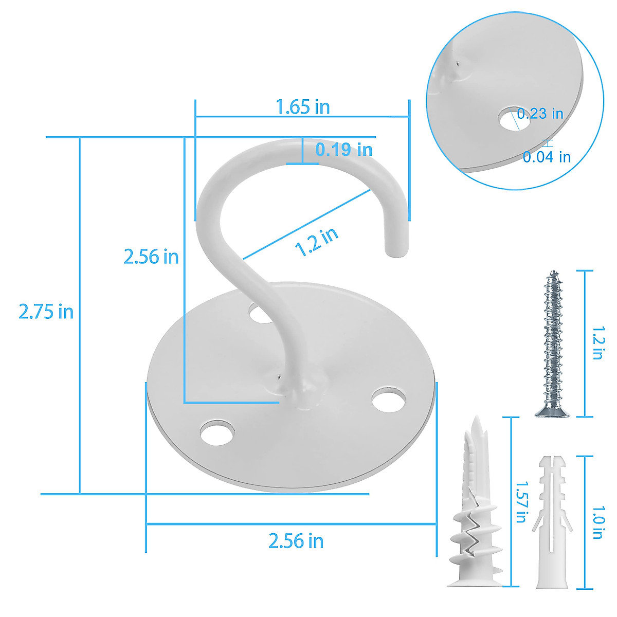 Yzerel Ceiling Hooks for Hanging Plants - Metal Plant Bracket Iron Wall Mount Lanterns Hangers for Hanging Bird Feeders, Lanterns, Wind Chimes, Planters, Outdoor Decoration Hooks（2pack） (White)