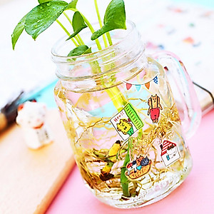 ALIMITOPIA Scrapbook Sticker,12 Sheets Kawaii Cartoon Cat Charactor DIY Transparent Decorative Paster Ornament Mark