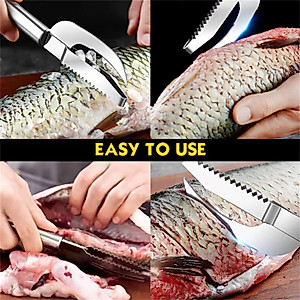 Fish Scale Knife Cut/Scrape/Dig 3-In-1, Fish Scale Knife, Fish Scaler Remover, 3-In-1 Fish Scaler Remover Cutter, Stainless Steel Fish Scale Remover, Stainless Steel 3 In 1 Fish Maw Knife (one)