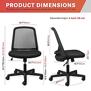 Funria Mid Back Mesh Office Chair Adjustable Ergonomic Swivel Executive All Mesh Task Chair with Flip Up Armrests Lumbar Support Computer Desk Chair