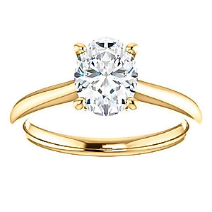 Moissanite Handmade Engagement Ring 3 CT Oval Cut Moissanite Solitaire Wedding Ring for Women VVS Colorless Promise Gifts (925 Silver (Yellow Gold Plated))