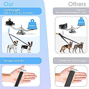 AUTOWT Double Dog Leash, No Tangle 360° Swivel Rotation Reflective Lead Attachment Adjustable Length Dual Two Dog Lead Splitter, Comfortable Shock Absorbing Walking Training for 2 Dogs
