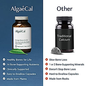 ALGAECAL - Plant Based Calcium Supplement with Vitamin D3 (1000 IU) for Bone Strength, Contains 13 Minerals Supporting Bone Health, Organic Calcium (750 mg) for Women & Men, 90 Veggie Caps