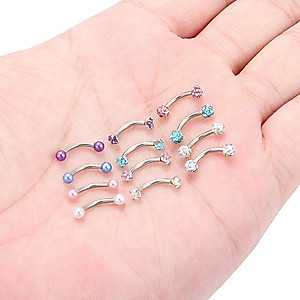 Ocptiy 16G Eyebrow Rook Daith Piercing Jewelry Earring for Women Stainless Surgical Steel Snake Frog Eye Tongue Vertical Lip Labret Small Belly Naver Ring Curved Barbell Bar Piercing Jewelry Men 8mm