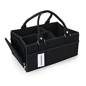 XUANGUO Baby Diaper Caddy Organizer for Girl Boy Large Nursery Storage Bin Basket Portable Holder Tote Bag for Changing Table and Car Baby Shower Gifts Newborn Baby Registry Must Haves Items black