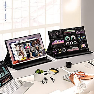 OUNSHLI Portable Monitor for Laptop 16.1 Inch Full HD 1080P Dual Computer Monitor USB C HDMI with Speakers, Flat Travel Monitor for MacBook Pro PS4 PS5 PC, Smart Cover&Screen Protector Included…