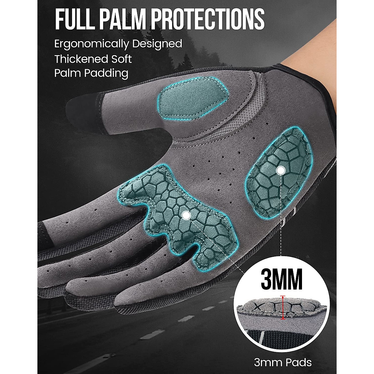 Tanluhu Mountain Bike Gloves - Full Finger Touch Screen, Anti-Slip, Shock-Absorbing for Men & Women (Red)