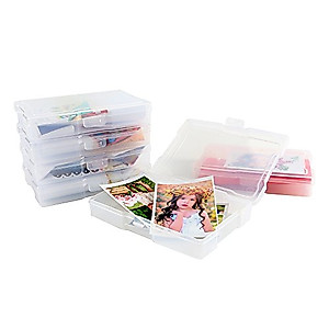 novelinks Transparent 4" x 6" Photo Cases and Clear Craft Keeper with Handle - 16 Inner Cases Plastic Storage Container Box (Clear)