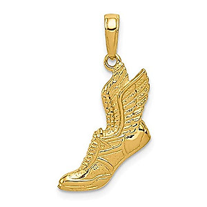 IceCarats 14K Yellow Gold Running Shoe Necklace Charm Sports Pendant 26mm x 15mm Only
