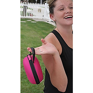 CASEBUDi Oval Hard Shell Headphone Carrying Case | Travel Pouch Protection Compatible with Foldable Headphones | Pink Ballistic Nylon