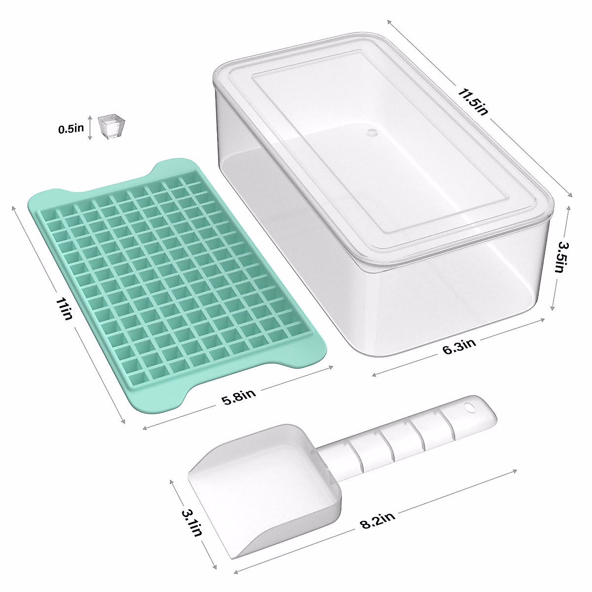 Mini Ice Cube Tray for Freezer: FDDBI Small Ice Trays for Freezer with Bin - 135×4PCS Easy Release Nugget Ice Tray - Crushed Ice Tray with Container