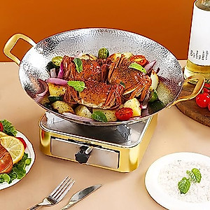 Stainless Steel Cookware Pan with Handle 9inch Non Stick Stir Fry Pans Stockpots Korean Ramen Pot for Gas Induction Or Electric Stove Golden Non Stick Frying Pan