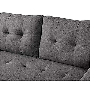 BOWERY HILL Steel Gray Linen Reversible/Sectional Sleeper Sofa with Storage for Small Space