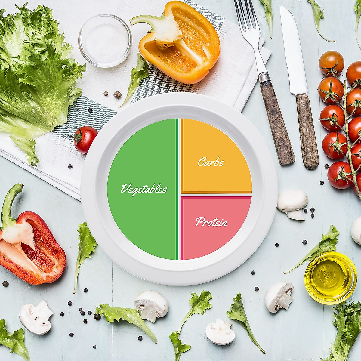 Eaasty 4 Pcs Bariatric Plates for Portion Control, 8.5 Inch Bariatric Nutrition Plate Macro Diet Plate Portion Plates for Weight Loss Adults Balanced Eating Food Meal Dinner