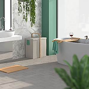 ClosetMaid Laundry Hamper Basket, Foldable with Lid, Two Compartments, Bamboo Handle, Portable, Collapsible Design, Freestanding, Beige