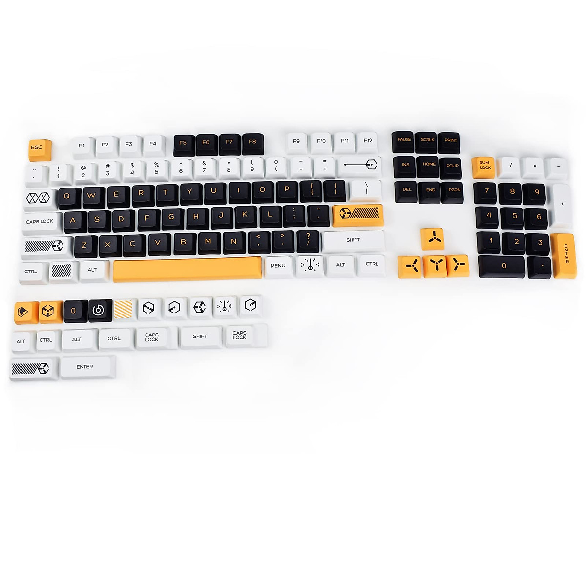 MOLGRIA Virtual War Keycaps 123 Set for Gaming Keyboard, PBT XDA Profile Dye Sublimation Custom Keycaps for Gateron Kailh Cherry MX Switch 104/87/71/61 60 Percent Keyboard(Central Black)