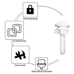 BLMHTWO 2 Pieces Toilet Seat Bolts and Nuts, Toilet Seat Screws Replacement Toilet Seat Bolts Includes Nuts and 28mm Gasket Plastic Toilet Seat Replacement for Most Toilet Seats (White)