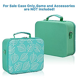 Large Carrying Storage Case for Nintendo Switch, New Leaf Crossing Hard Shell Travel Cases Fits Complete Switch System Console, Switch Dock,Pro Controller,Joy-Con Grip with 21 Games Cards Slots