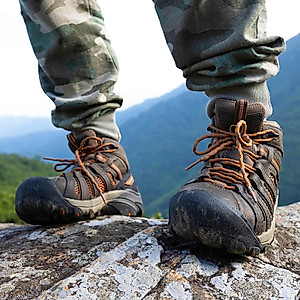 DELELE 2 Pair Round Wave Shape Non Slip Heavy Duty and Durable Outdoor Climbing Shoelaces Orange&Brown Hiking Shoe Laces Shoestrings-51 inch