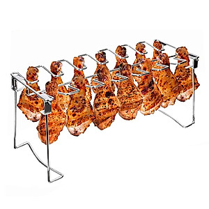 Triceratops 2 Packs Grill Rack, Chicken Leg and Wing Rack, 14 Slots BBQ Chicken Drumsticks Holder Stainless Steel Roaster Stand for Smoker Grill, Oven, Charcoal Grill