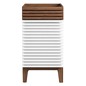 Modway Render 17" Particleboard Laminate Bathroom Vanity Cabinet in White/Walnut