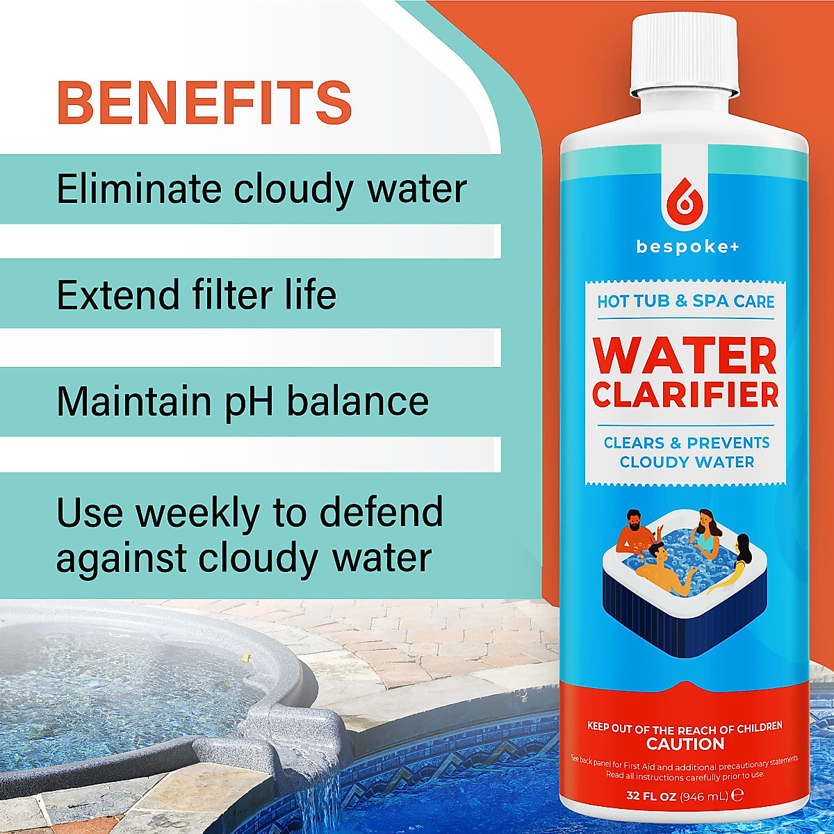 Spa Clarifier | Hot Tub Clarifier to Eliminate Cloudy Water - Spa Water Clarifier for Hot Tub Chemical - Spa Clarifier for Hot Tubs - Spa Clarifier HotTub Owners Rely on for Clear Water (1-Quart)