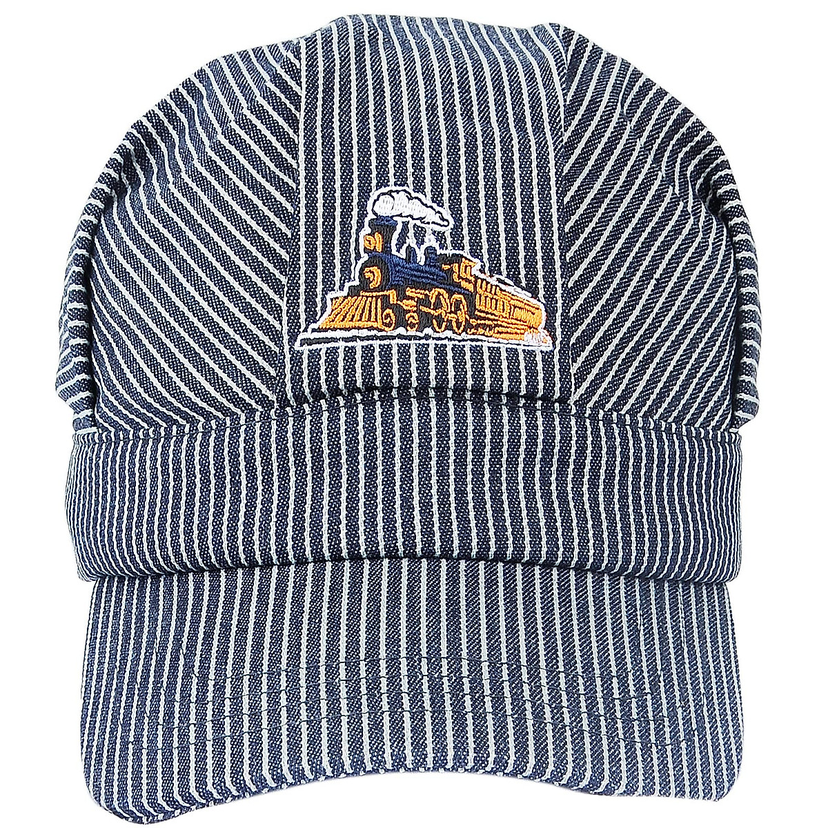 CINCKCO Adult‘s Engineer Cap Train Conductor Hat Classic Blue/White Stripes Velcro Adjustable