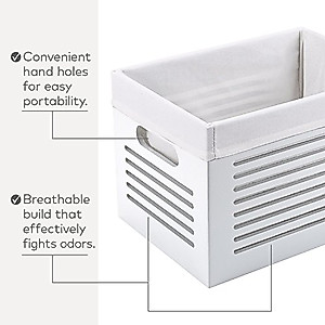 Creative Scents Wooden Crates for Storage - Set Of 3 Sizes Nesting Wood Crates with Removable Fabric Liner, Cutout Handles and Breathable Holes - The Best Sizes Chosen for Home Storage Bins (White)