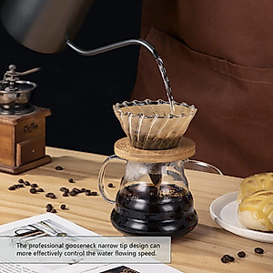 Black Tea Kettle, 350ml PTFE Coffee Kettle with Lid 304 Stainless Steel Pour Over Coffee Pot for Home Office (Black)