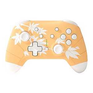 Mytrix Wireless Controller Compatible with Nintendo Switch/Lite/OLED, Cute Wireless Pro Controllers Gamepad with Wake-Up, Headphone Jack, Auto-Fire Turbo, Motion, Vibration, Maple Leaf Orange