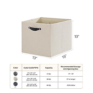 FABINADO Cubes Storage Organizers - Fabric Foldable Bins, 13x15 Inch Kallax Cubby Bins with Dual Handles, Candlelit Beige, 4 Pack