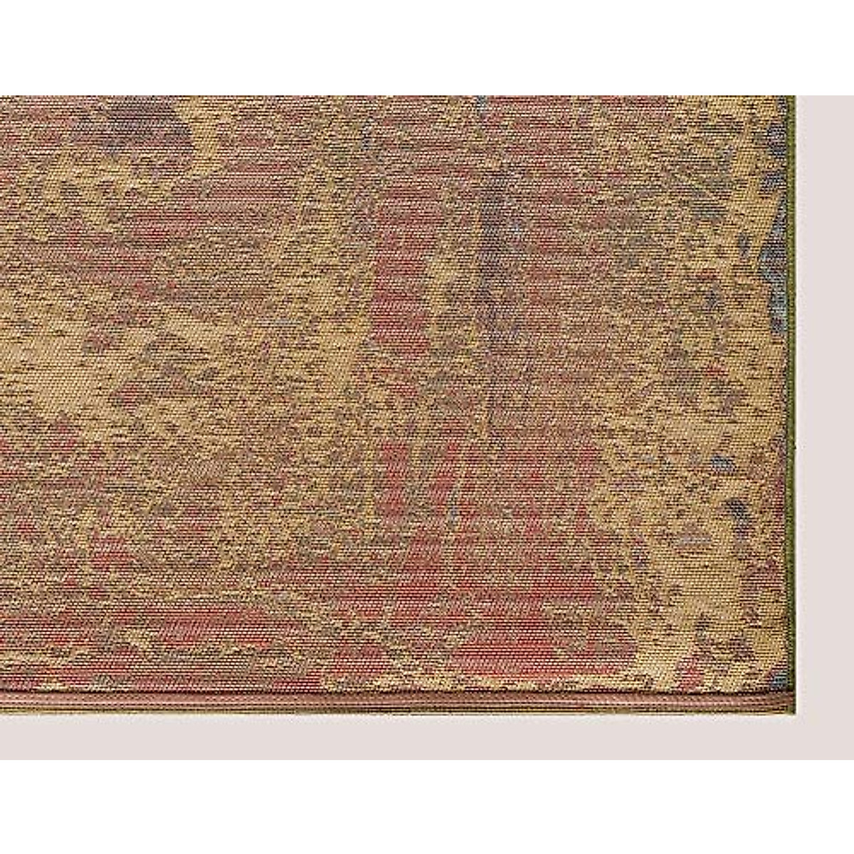 Unique Loom Modern Collection Rustic, Abstract, Distressed, Bright Colors, Indoor and Outdoor Area Rug, 6 ft 0 in x 6 ft 0 in, Multi/Green