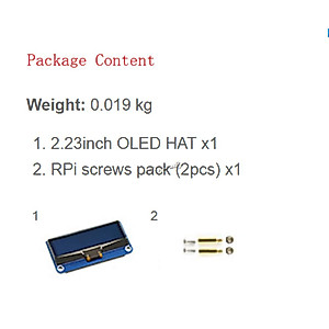 XYGStudy 2.23 inch OLED Display HAT for Raspberry Pi 2B/3B/4B/Zero/Zero W Jetson Nano 128×32 Pixels SPI/I2C Interface