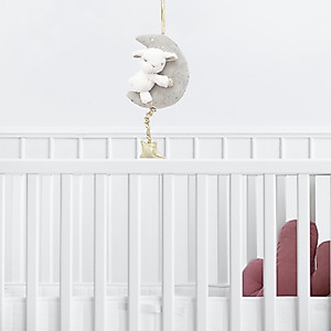 MON AMI Lamb and Moon Soft Plush Musical Toy – 12”, Nursery Mobile, Infant Toys, Soft Hanging Plush Stroller Toy, Musical Mobile for Cribs