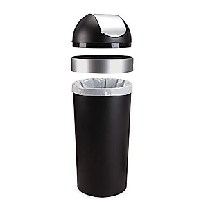 Umbra Venti Kitchen Trash Can with Swing Top Lid, Large 16-Gallon (62 L) Capacity, Black/Nickel