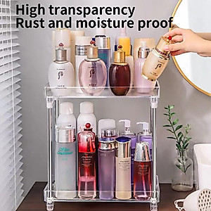 KSDSOAM Bathroom Organizer Countertop Bathroom Storage 2 Tier Acrylic Bathroom Makeup Organizer countertop for Skincare Cosmetics, Bathroom, Kitchen