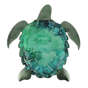 Chesapeake Bay Ltd Ocean Green Metal Sea Turtle Wall Sculpture Coastal Art 19.5 Inches High