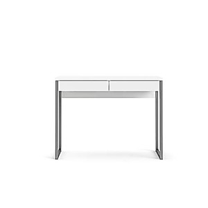 Tvilum 2 Drawer Desk, White High Gloss