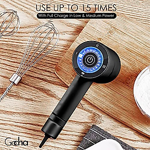 GOCHA Gadgets, Baking Mixer, Mini Whisk, Hand Whisk, Handheld Mixer, Wire-less Small Hand Mixer for Eggs, Soups, Cream, Batters - 3 Speed Variations - Rechargeable (Black)