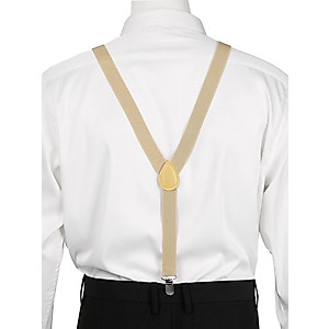 Allegra K Women's Suspenders Metal Clips Adjustable Elastic Band Y Shaped Suspender One Size Khaki Color