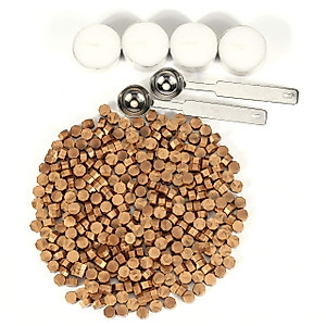 Yoption 360 Pcs Metallic Antique Gold Sealing Wax Beads Set for Wax Seal Stamp with Candles and Melting Spoon