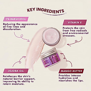 100% Natural Vegan Sleeping Lip Mask by Handmade Heroes | Bakuchiol Natural Lip Plumper, Overnight Lip Moisturizer and Conditioner for Dry Lips | Intensive Lip Butter, Lip Collagen and Lip Therapy Skin Care (Bakuchiol - Collagen Boosting)