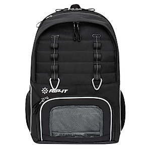 RIP-IT | Womens Pro Black & Silver Soccer Backpack with Padded Adjustable Straps | Ventilated Pockets, Water Resistant Bonnet, & Soccer Ball Compartment
