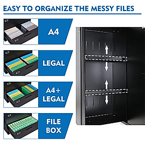 BYNSOE File Cabinet with Lock 3 Drawer Lateral File Cabinets for Legal/Letter A4 Size Metal Filing Cabinet for Office Home Requires Assembly(3 Drawers, Black)