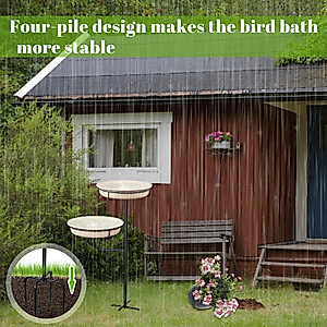 YALINKA Freestanding Birdbaths Bowl Outdoor, Free Standing Garden Bird Bath Bird Feeder & Bird Bath Bowl, Detachable Decoration Spa Birdfeeder for Garden Patio Yard Lawn, 4 Spiky Metal Stake (White)