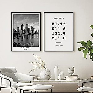 Dear Mapper Brisbane Australia View Abstract Road Modern Map Art Minimalist Painting Black and White Canvas Line Art Print Poster Art Print Poster Home Decor (Set of 3 Unframed) (16x20inch)