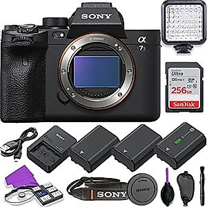 Sony a7S III Mirrorless Body Only Camera (Black) Bundle + Accessories (LED Light, 256Gb Memory, Extra Batteries and More)