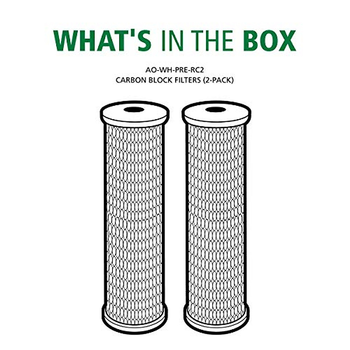 AO Smith 2.5"x10" 5 Micron Carbon Block Sediment Water Filter Replacement Cartridge - 2 Pack - For Whole House Filtration Systems - AO-WH-PRE-RC2