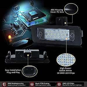 D-Lumina LED License Plate Light Tag Lamp Assembly for Fo-rd Flex Focus Fusion Taurus Mus-tang Lincoln Mercury, Powered by 18-SMD 6000K White Tag Lights, Pack of 2