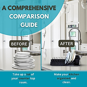 Easy WAYZ Stainless Steel Dish Drying Rack with Sponge and Cutlery Holder-Dish Rack for Kitchen Counter –Multifunctional and Space Saving Kitchen Organizer- Anti-Rust Dish Washer Dryer Rack